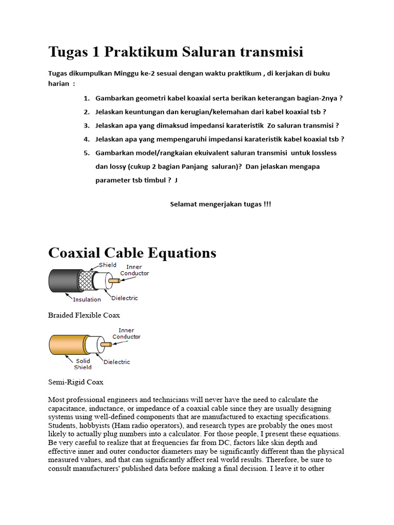 Coaxial Cable Equations-2024 | Download Free PDF | Coaxial Cable ...