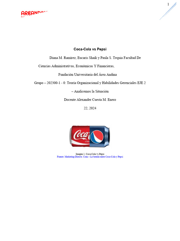 EJE 2 - To-HG - Actividad Evaluativa - Coca Cola vs Pepsi | PDF | Liderazgo | Reajuste salarial