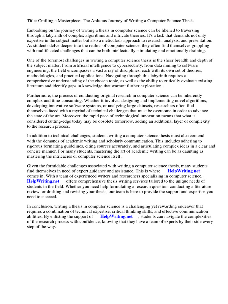 Sample Thesis Title of Computer Science | PDF | Computer Science | Thesis