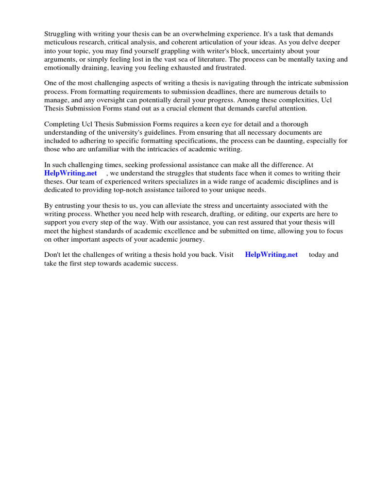 Ucl Thesis Submission Forms | PDF