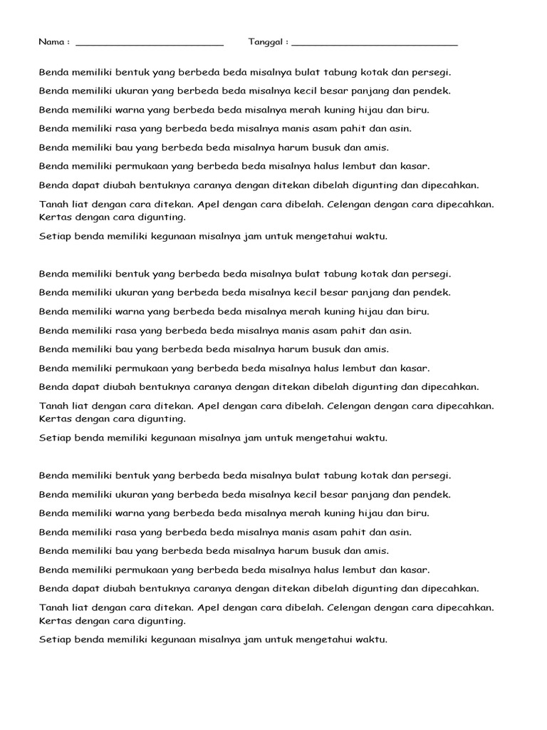 Benda Memiliki Bentuk Yang Berbeda Beda Misalnya Bulat Tabung Kotak Dan ...