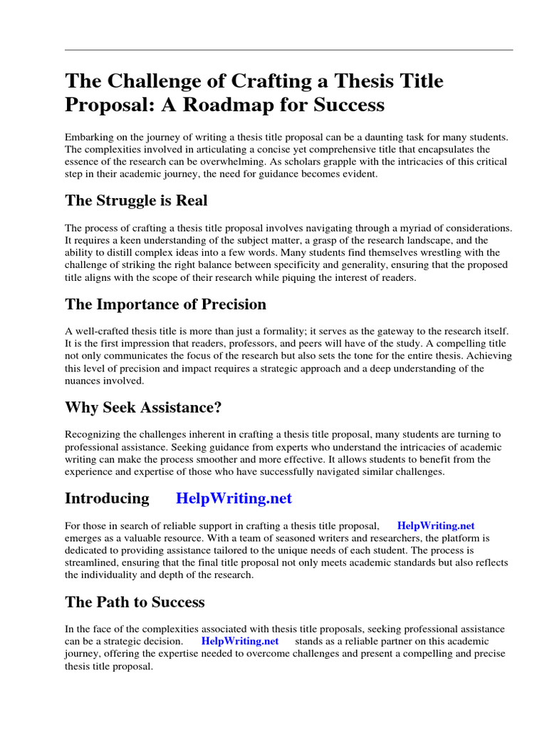 Sample Letter Thesis Title Proposal | PDF