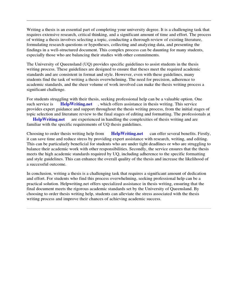 Uq Thesis Guidelines | PDF