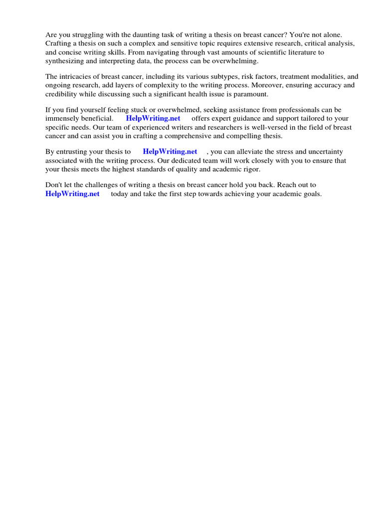 Breast Cancer Thesis 2011 | PDF | Wellness