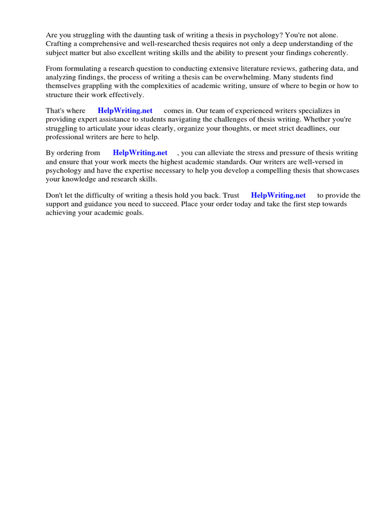 Thesis Sample in Psychology PDF | PDF | Thesis | Psychology