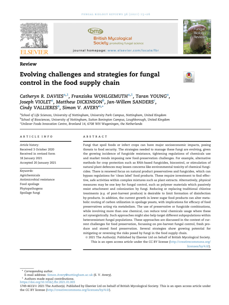 Fungal Control Strategies in Food Chain | PDF | Technology & Engineering