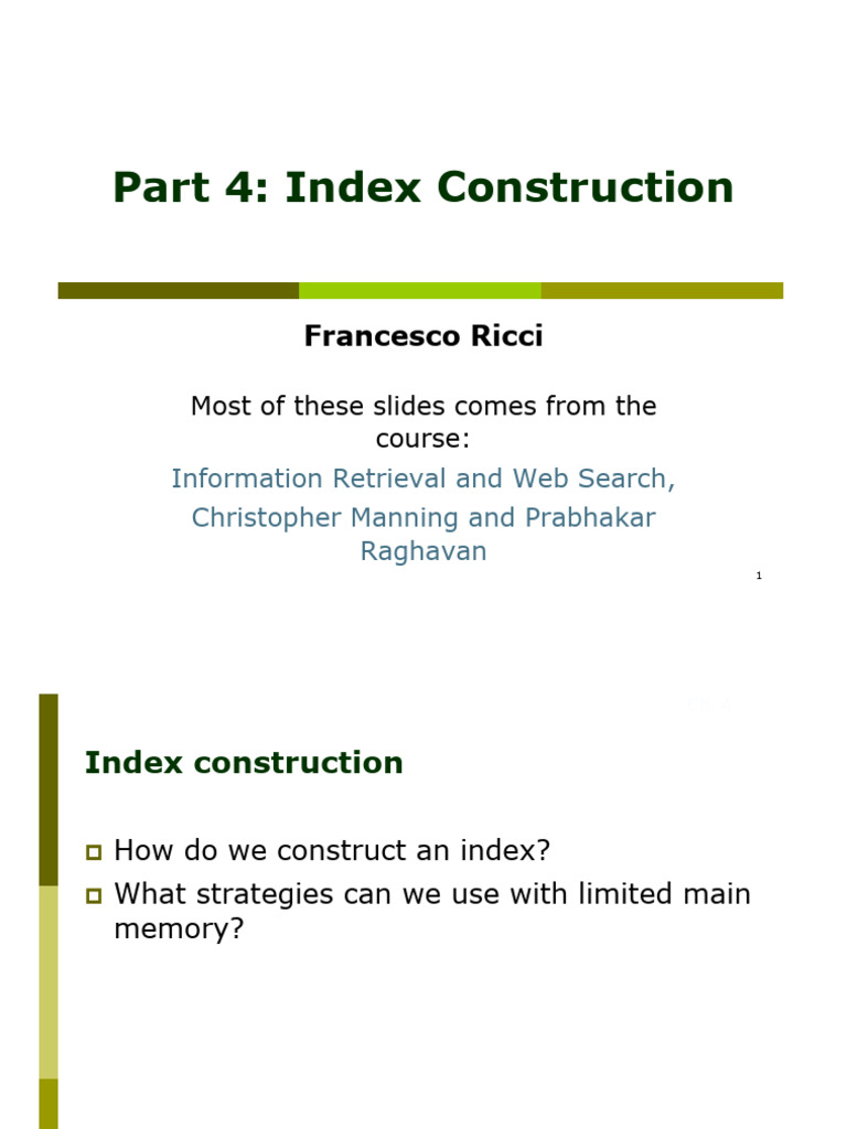Index Construction in Information Retrieval | PDF