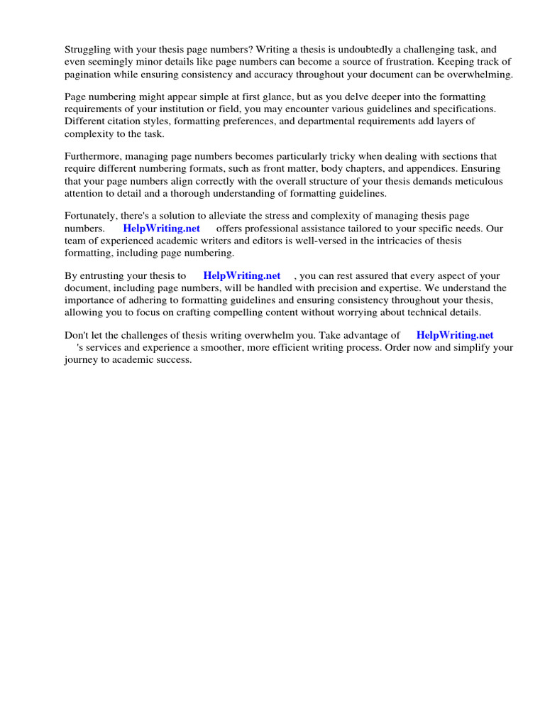Thesis Page Numbers | PDF | Microsoft Word | Thesis