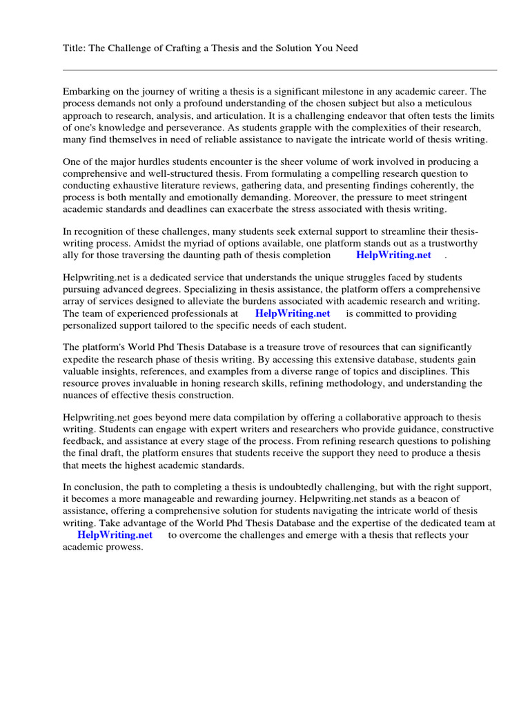 World PHD Thesis Database | PDF | Thesis | Doctor Of Philosophy