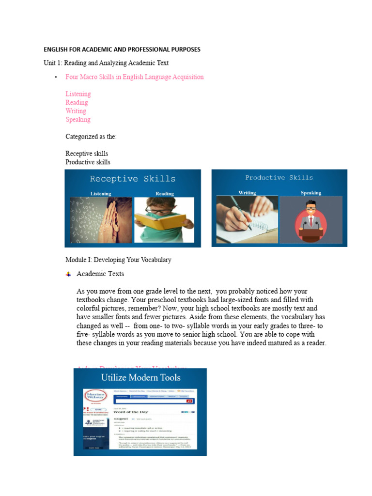 English For Academic and Professional Purposes Reviewer | PDF