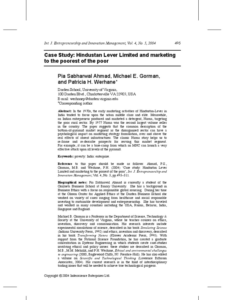 Case Study - HUL and Nirma | PDF | Poverty | Poverty & Homelessness