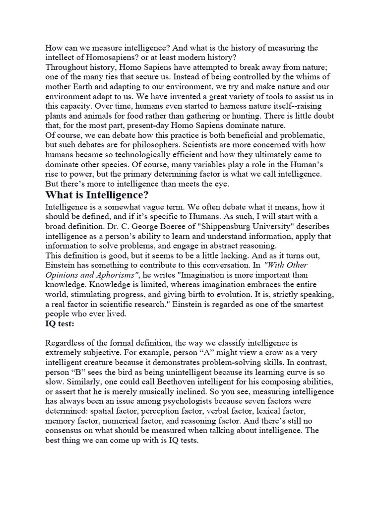 How Can We Measure Intelligence | Download Free PDF | Intelligence ...