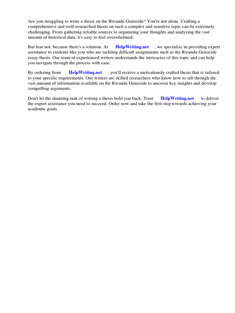 Rwanda Genocide Essay Thesis | PDF