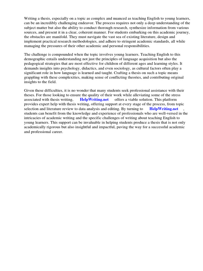 Teaching English to Young Learners Thesis | PDF | Second Language Acquisition | Learning