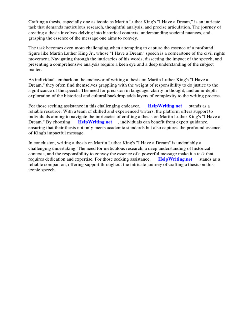 Thesis of Martin Luther King I Have A Dream | PDF