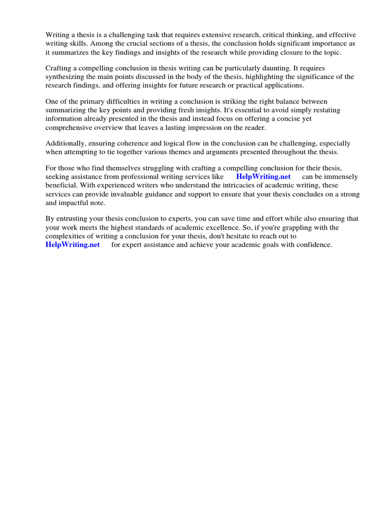 How to Write Conclusion in Thesis Writing | PDF