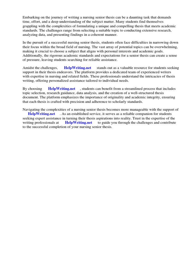 Nursing Senior Thesis Ideas | PDF | Nursing | Thesis