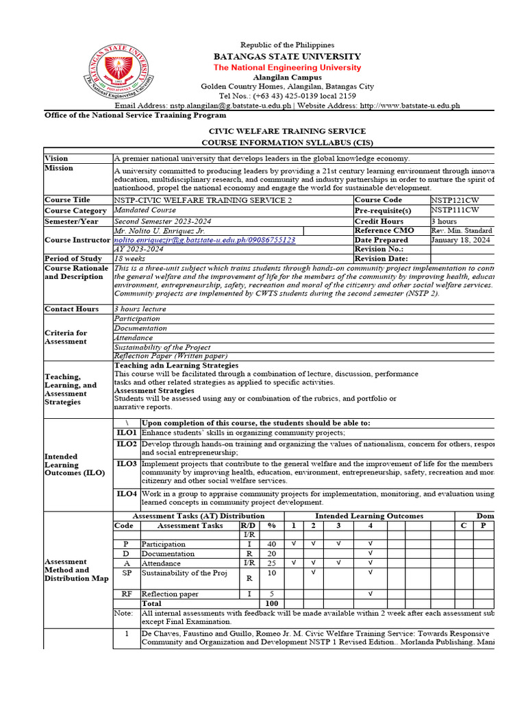 A.) CWTS-2-Syllabus-Curriculum | PDF
