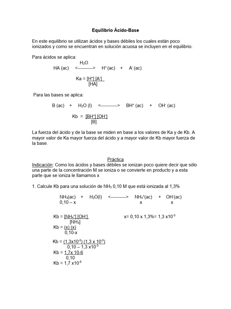 Equilibrio Ácido-Base | PDF | Constante de disociación ácida | Átomos