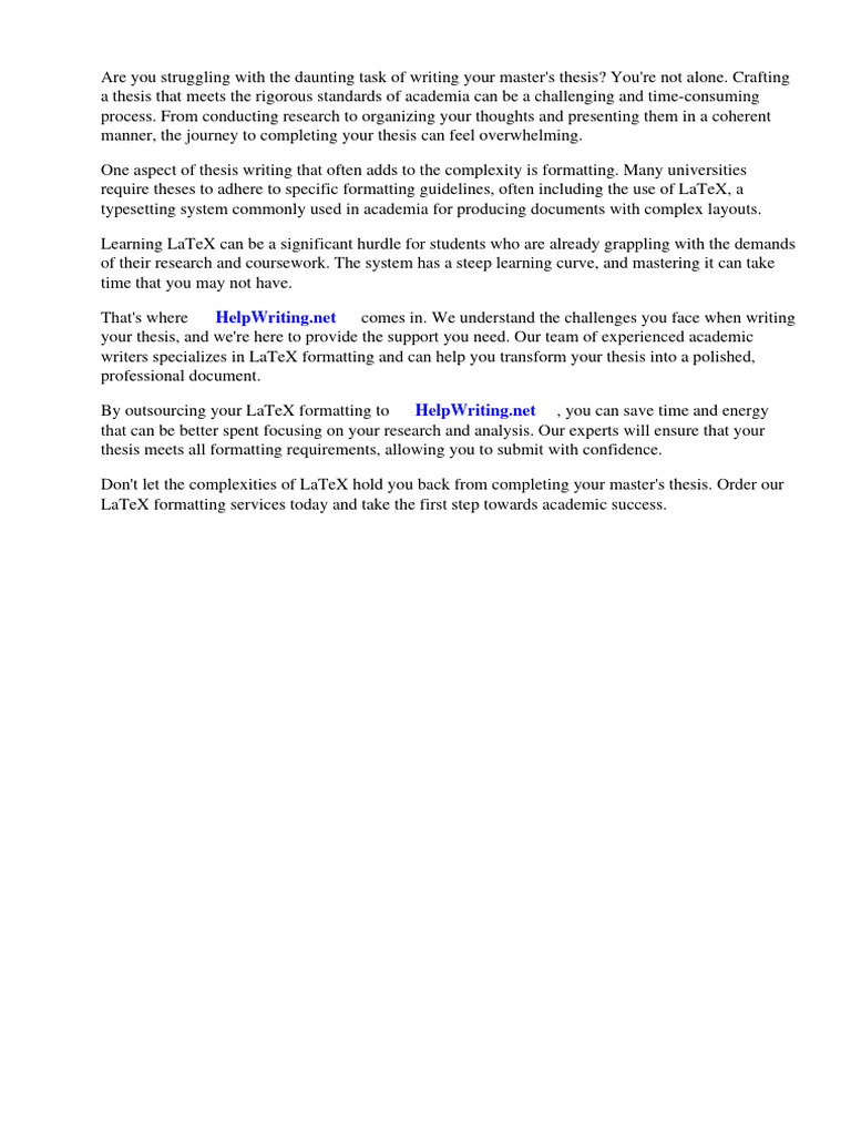 Latex Master Thesis Tutorial | PDF