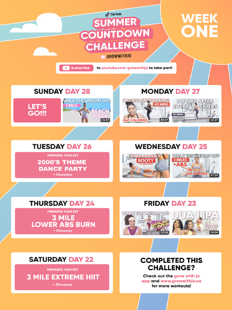 Summer Countdown Challenge WK 1 | PDF