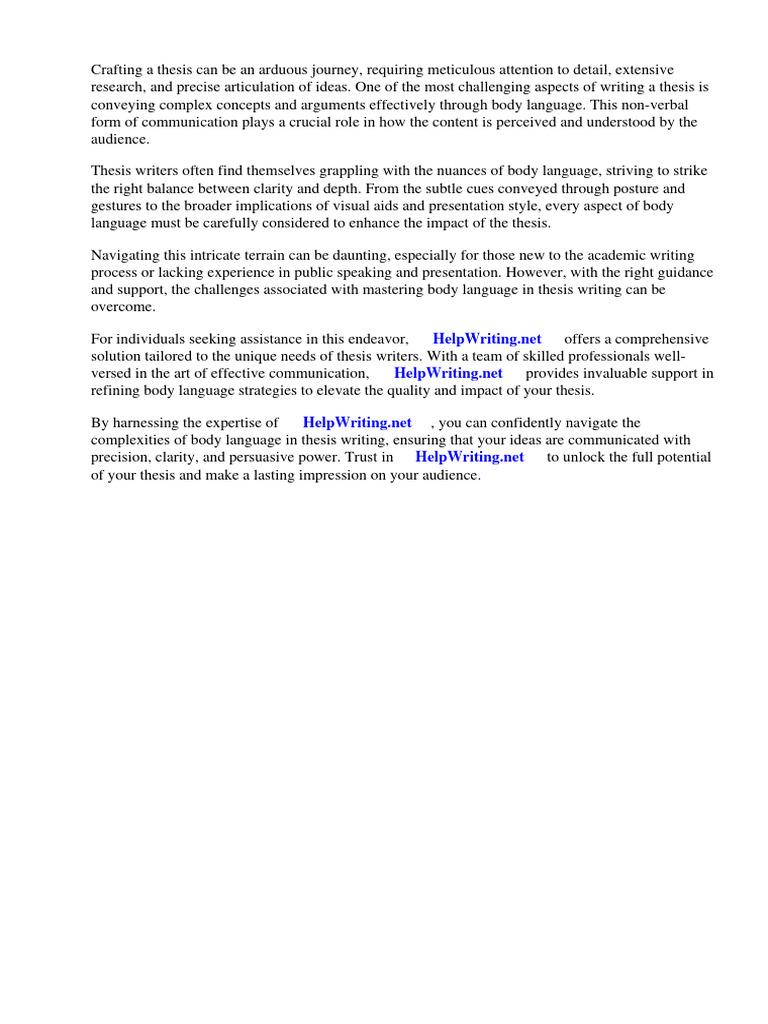 Thesis Body Language | PDF | Body Language | Communication