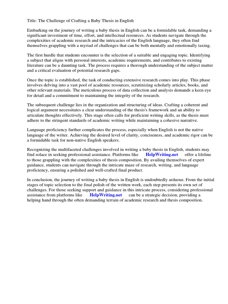 Example of Baby Thesis English | PDF | Thesis | Advertising
