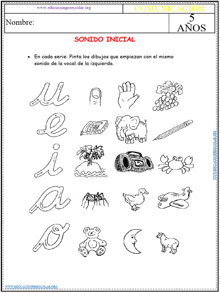 Actividades de Sonido Inicial para 5 Años | PDF