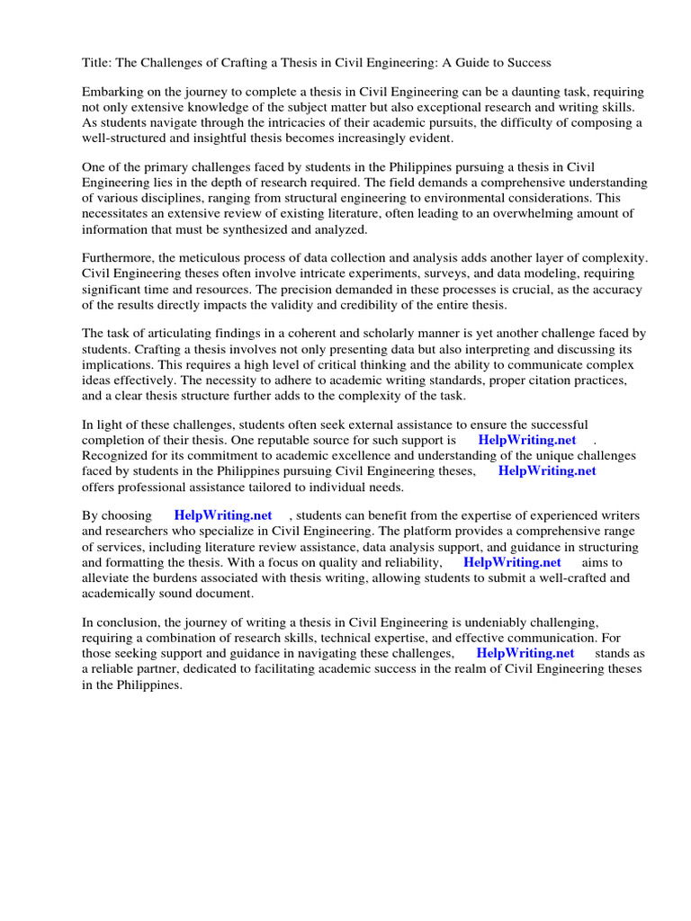 Thesis For Civil Engineering in The Philippines | PDF