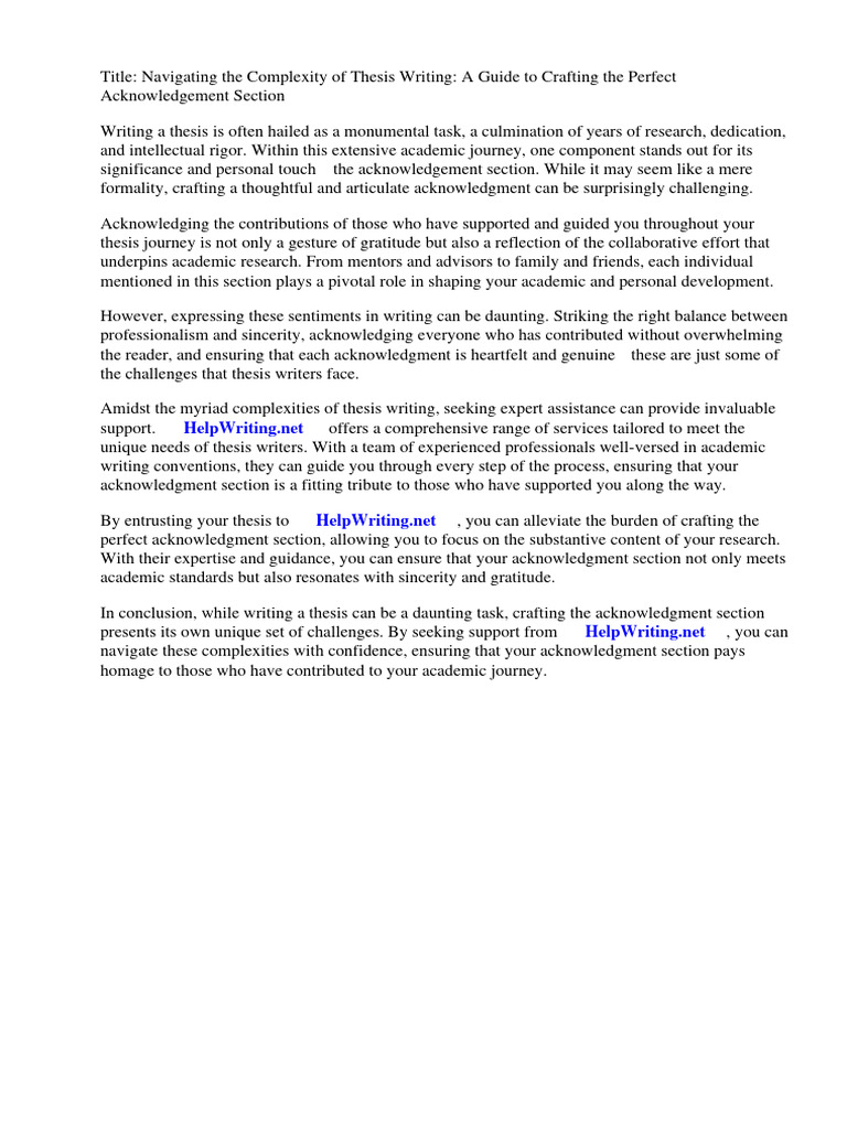 Template of Thesis Acknowledgement | Download Free PDF | Thesis