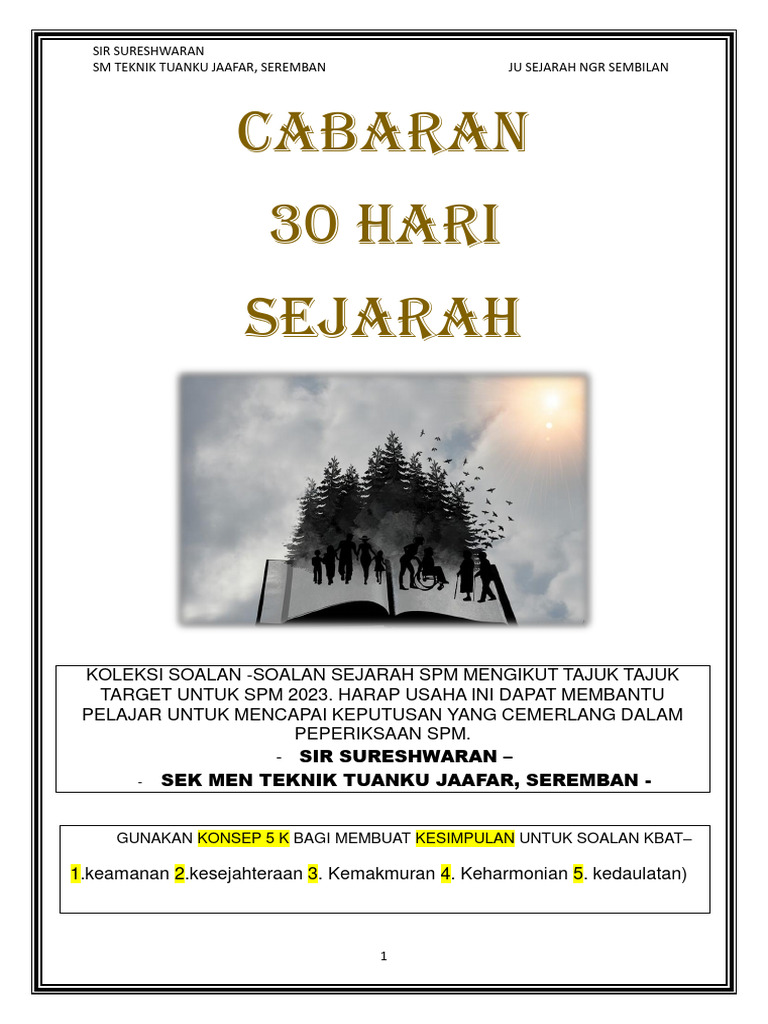 Jawapan Lengkap Cabaran 30 Hari Sejarah (Sir Suresh) | PDF