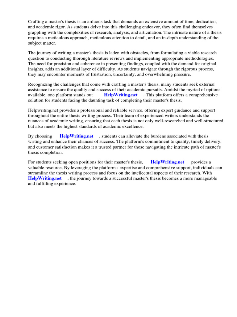 Master Thesis Open Positions | PDF | Thesis | Methodology