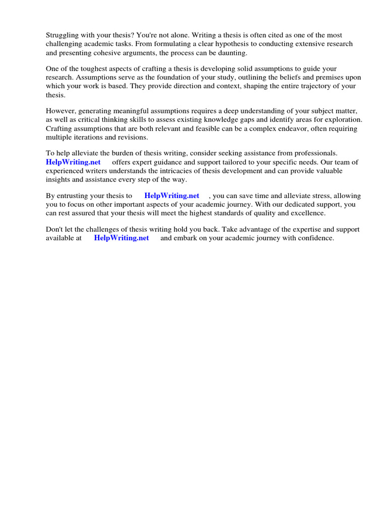Mastering Thesis Assumptions Guide | PDF | Argument | Reason