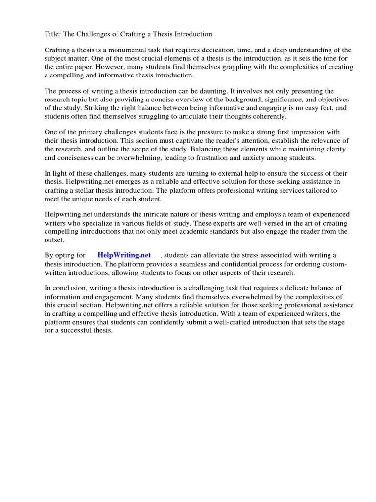 Thesis Good Introduction | PDF