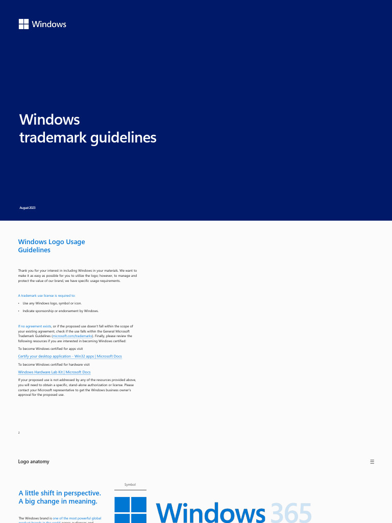 Windows Trademark Usage Guidelines | PDF | Logos | Microsoft Windows