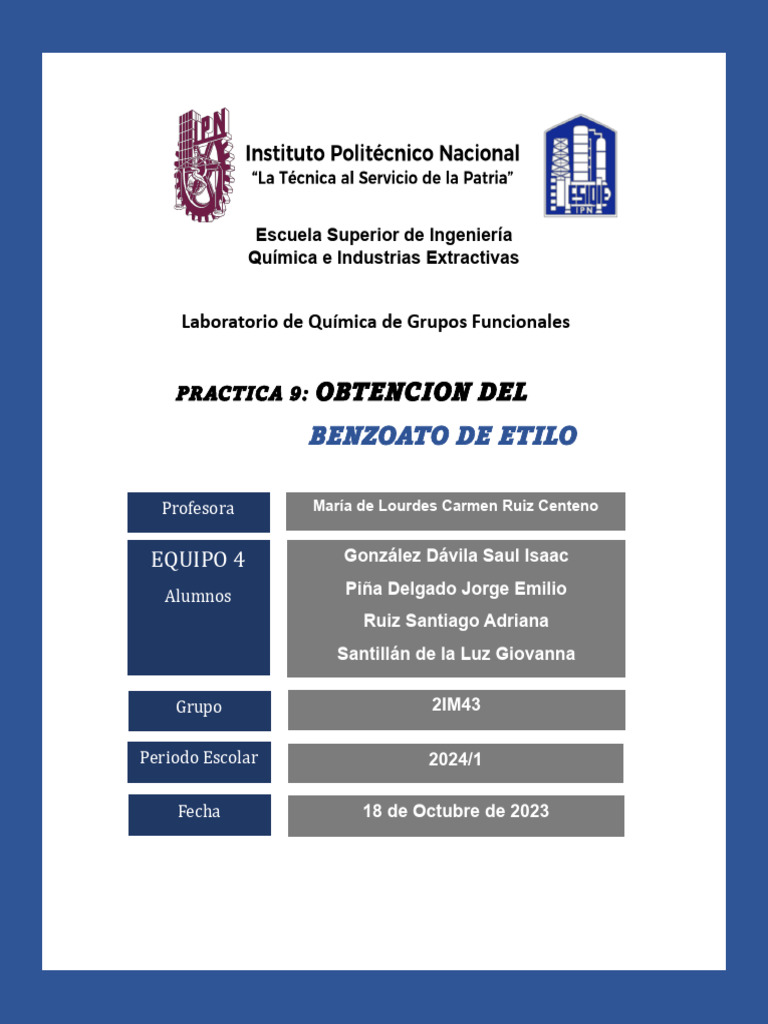 Obtención de Benzoato de Etilo | PDF | Ester | Ácido