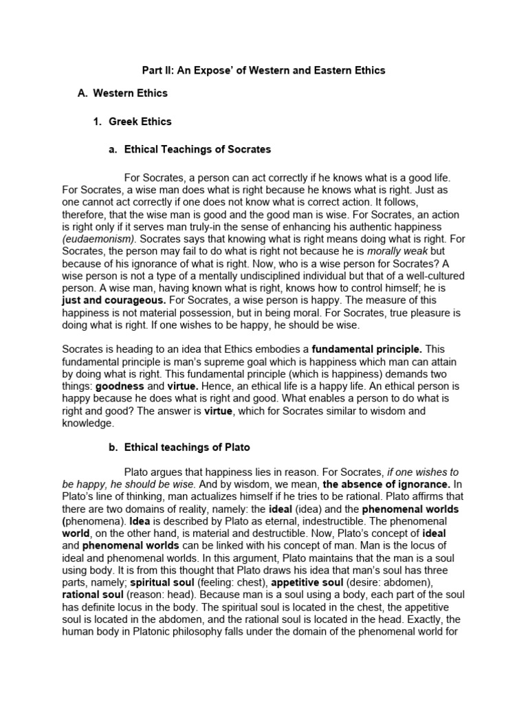 Handouts in Ethics An Expose of Western and Eastern Ethics 1 | PDF ...