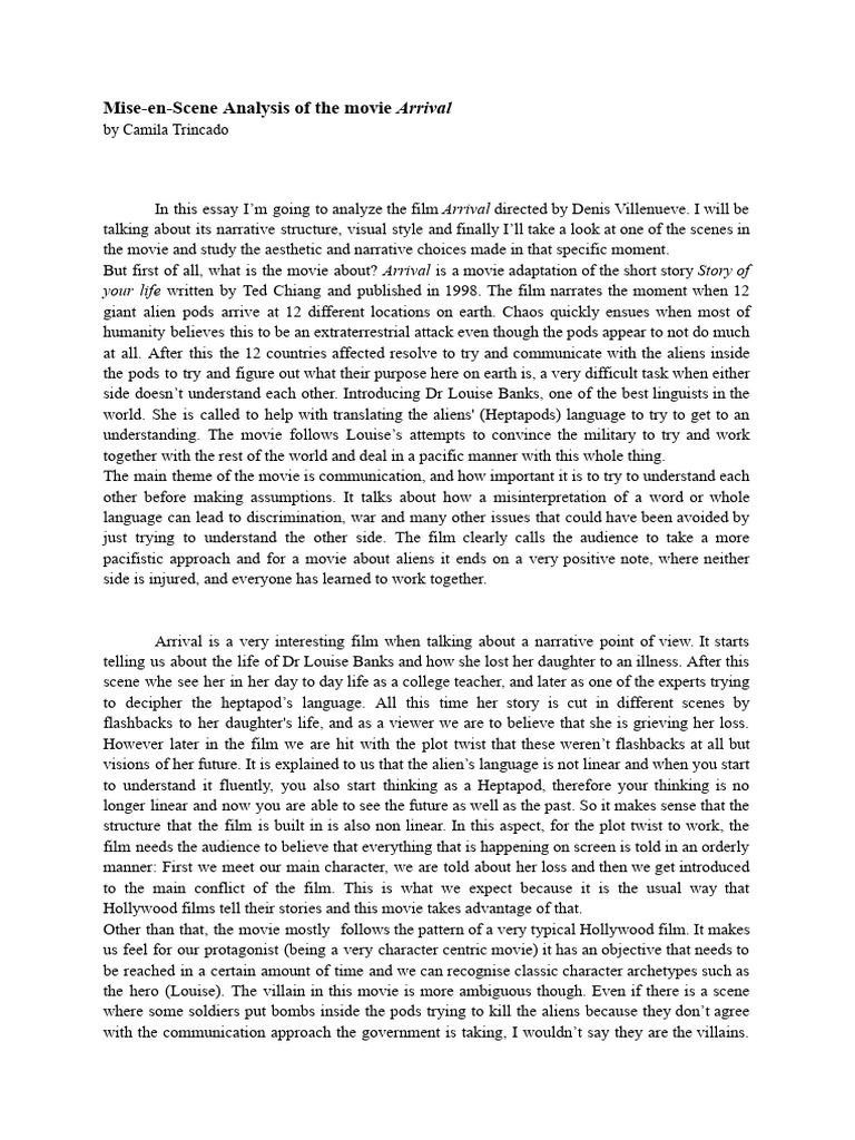 Mise En Scene Analysis Pdf Extraterrestrial Life Camera