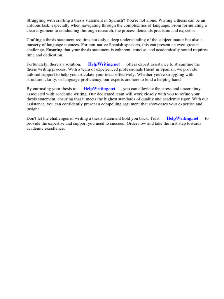 Thesis Statement in Spanish | PDF