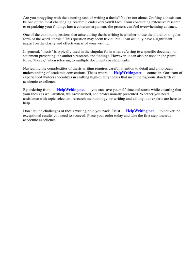 Thesis Plural or Singular | PDF | Plural | Grammatical Number
