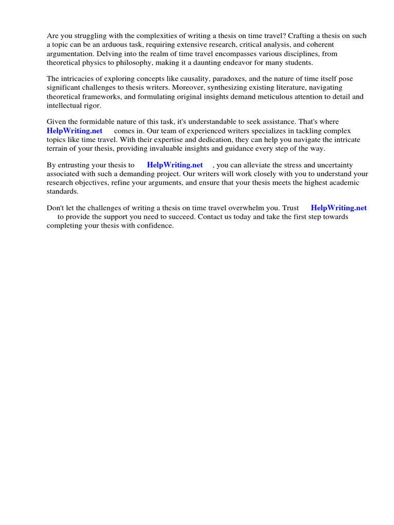 Time Travel Thesis Statement | PDF | Thesis | Essays