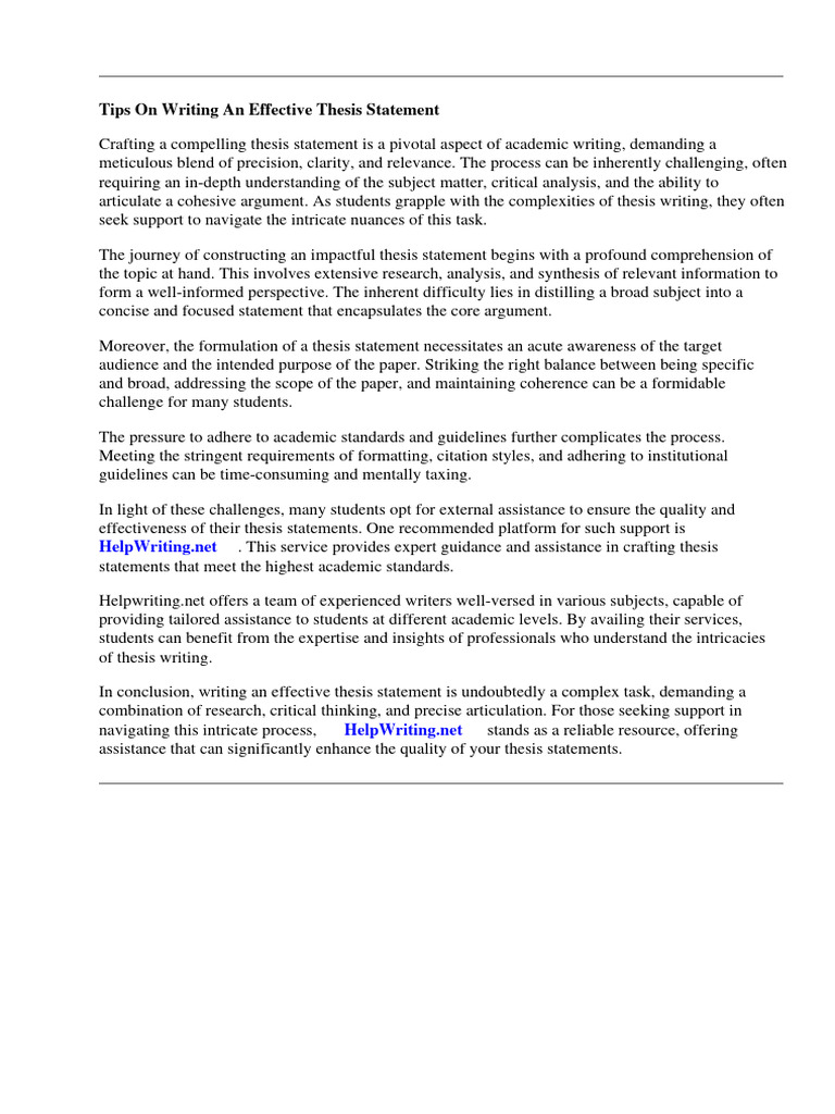 Tips On Writing An Effective Thesis Statement | PDF