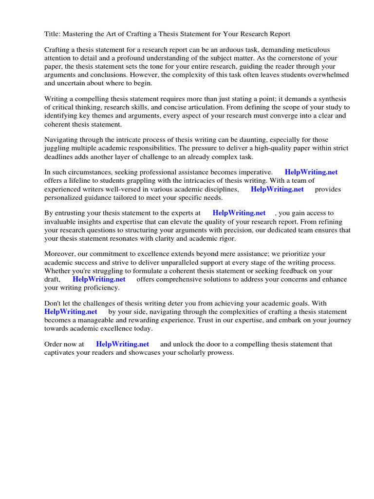 Crafting a Strong Thesis Statement | PDF