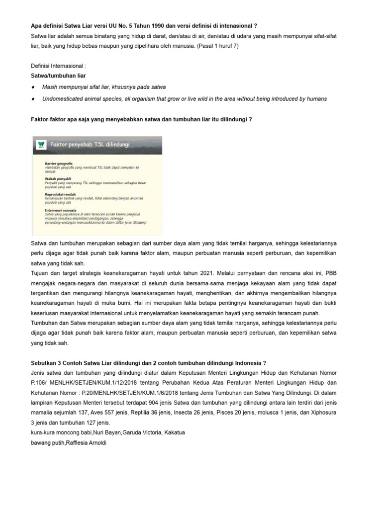 Apa Definisi Satwa Liar Versi UU No | PDF | Sains & Matematika