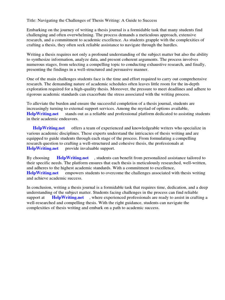 How To Write Thesis Journal | PDF