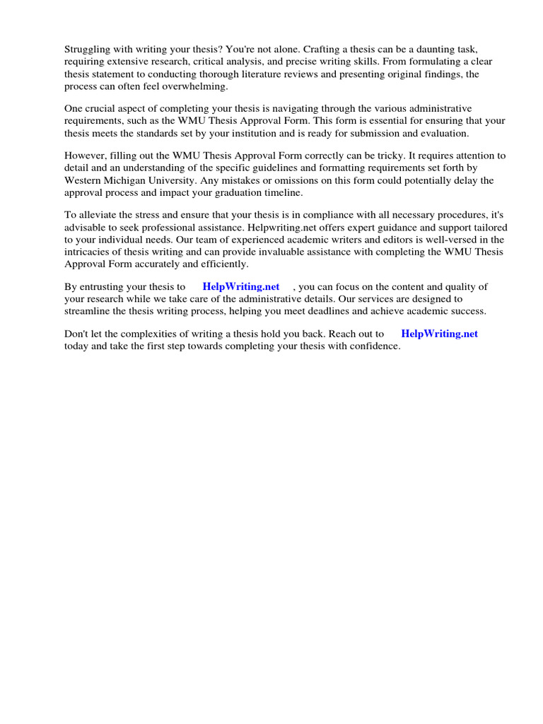 Wmu Thesis Approval Form | PDF | Thesis | Essays