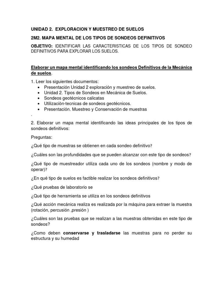 2m2 Mapa Mental De Los Tipos De Sondeos Definitivos Pdf