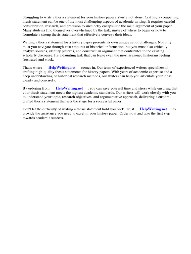 Writing A Thesis Statement For A History Paper | PDF | Essays | Thesis