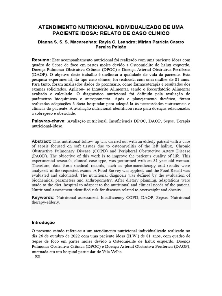 Paciente Uti - Artigo | PDF | Ciências e Matemática