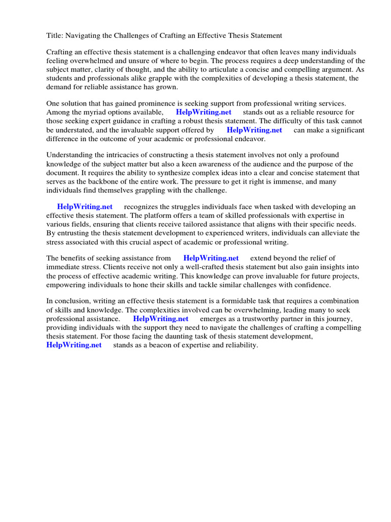 How Do I Write An Effective Thesis Statement | PDF | Essays | Expert